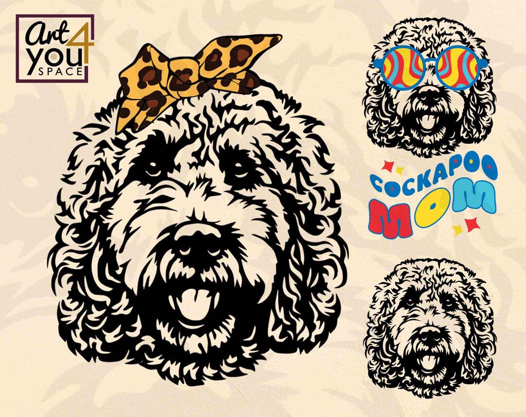 Cockapoo Svg, Dog Svg Files for Cricut, Funny Dog Face Png Clipart ...