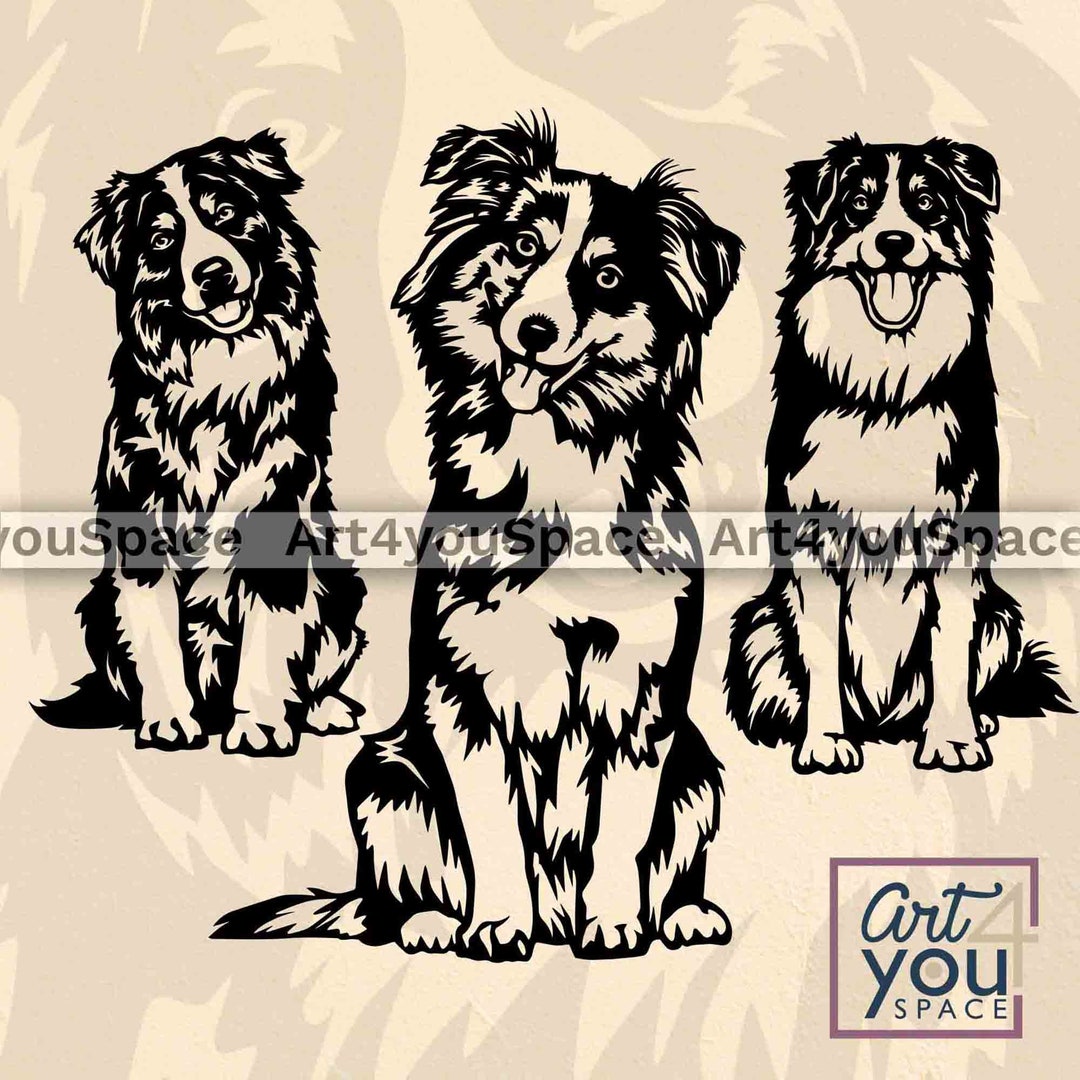 Australian Shepherd Svg, Dog Svg Files for Cricut, Aussie Sitting DXF ...