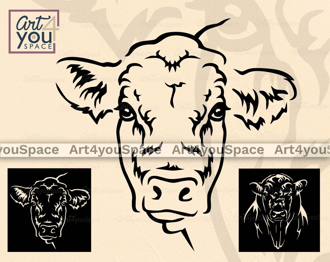 Angus Bull SVG File Cricut, Cattle Clipart, Buffalo Head Vector Stencil ...