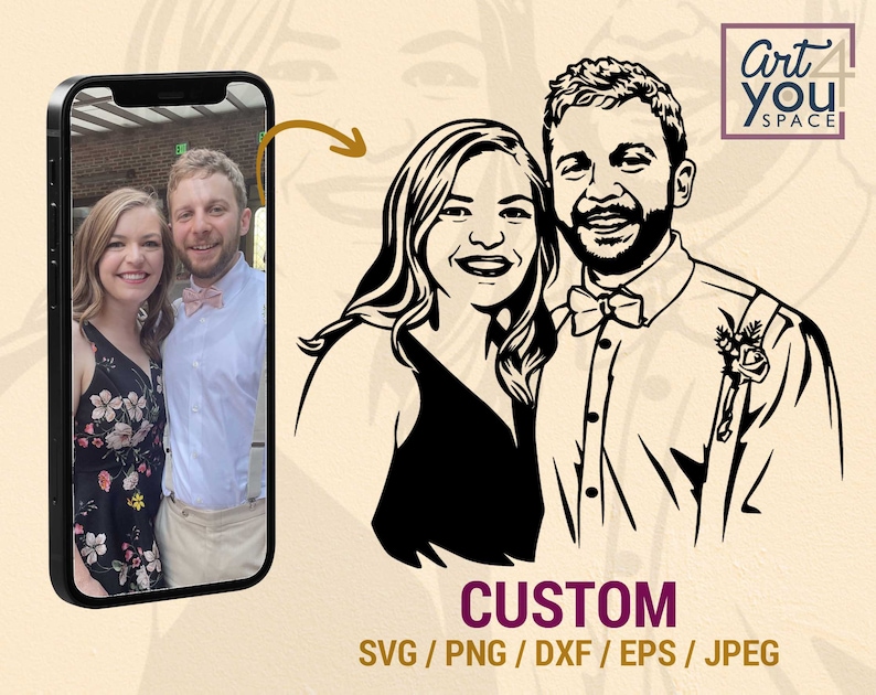 Couple Portrait From Photo Vector Tracing, Convert to Svg Cricut CUSTOM ...
