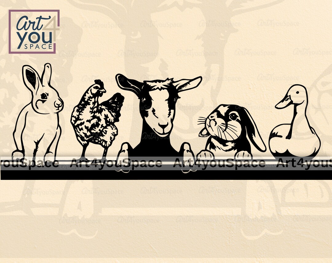 Farm Animals Clipart, Svg Files for Cricut, Chicken Goat Rabbit Bunny ...