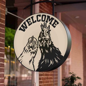 Funny Chicken Rooster Svg, Welcome Coop Sign Vector Download, Rooster ...