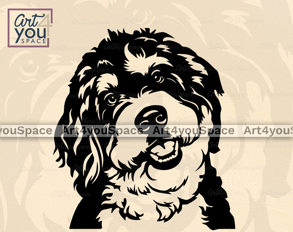 Bernedoodle Dog Svg Files for Cricut, Cute Face Clipart, Head Vector ...