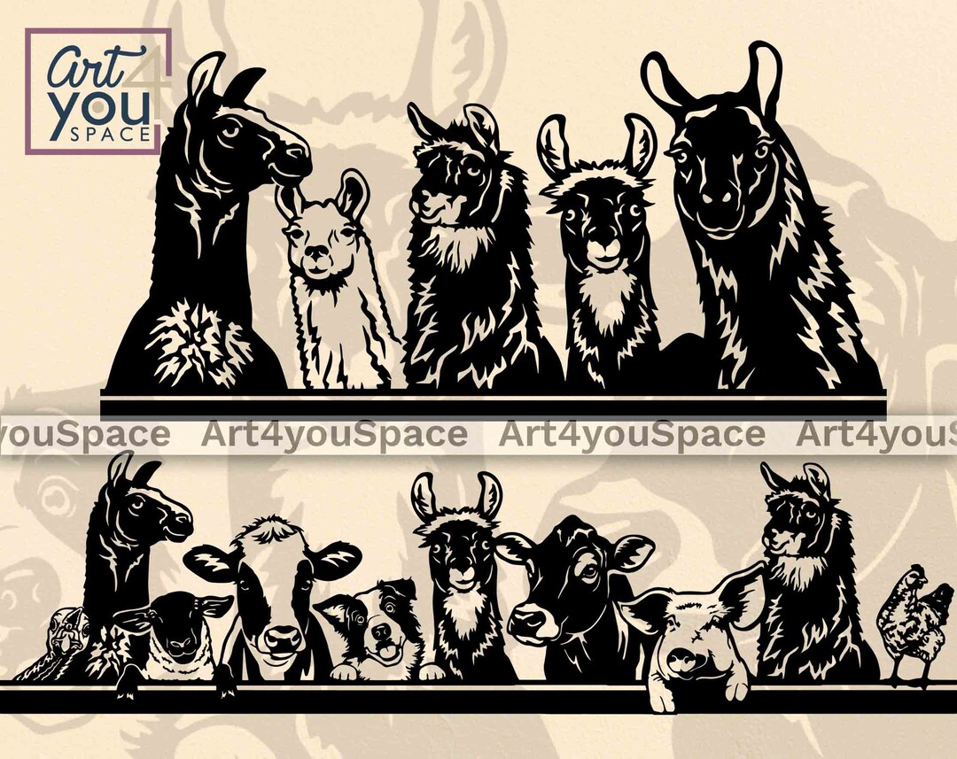 Cute Llamas and Alpaca SVG Bundle, Farmhouse Logo Design, Llama Clipart ...