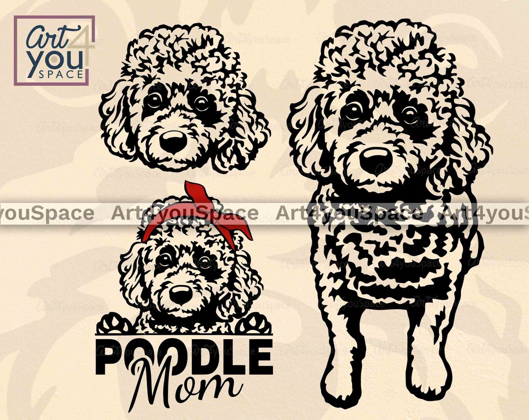 Poodle Svg, Dog Svg File for Cricut, Peeking Poodle Face Bandana ...