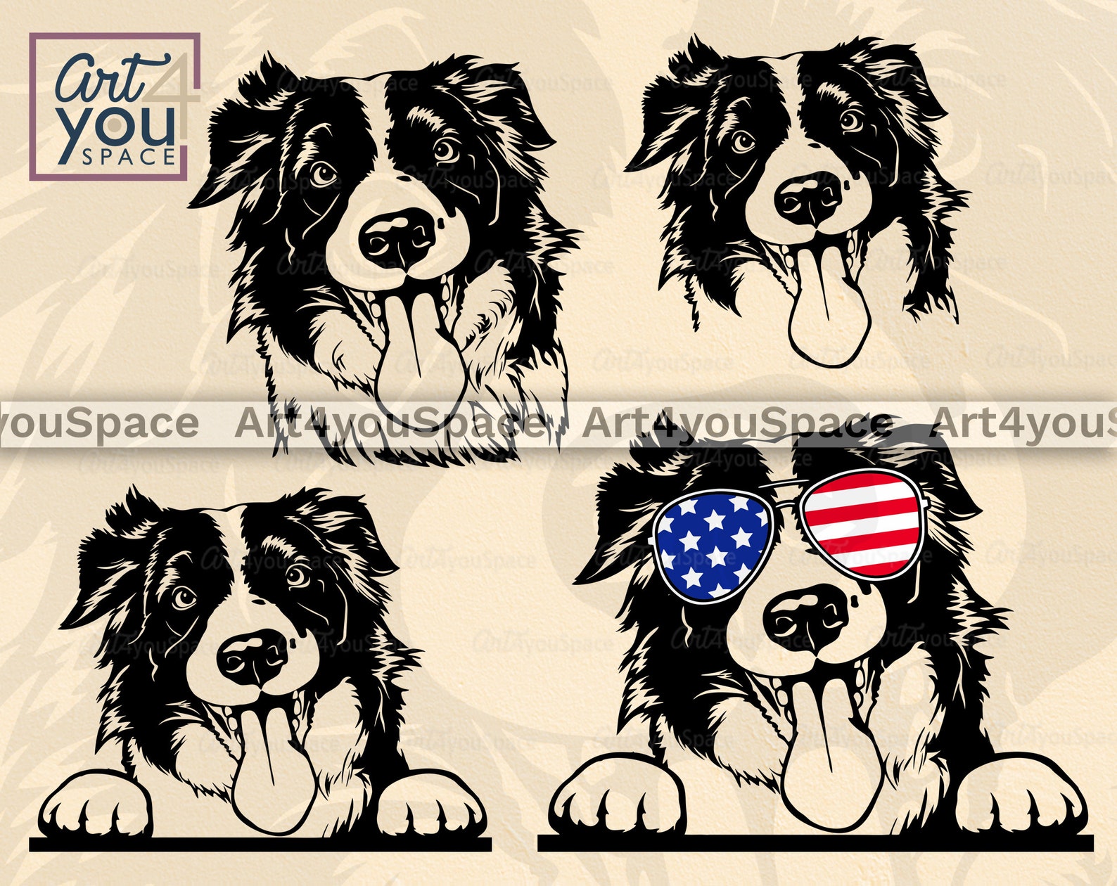 Border Collie Svg Dog Svg Files for Cricut USA Flag Glasses | Etsy