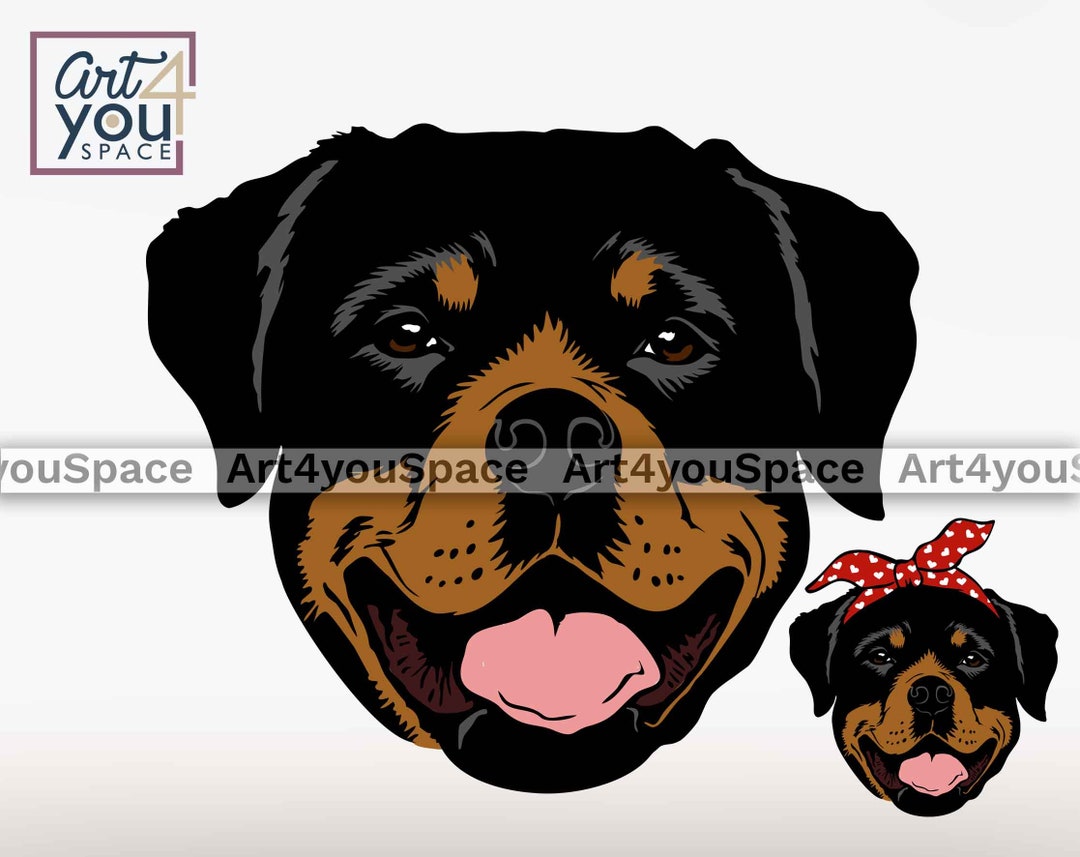 Rottweiler PNG, Rottie, Sublimation Design, Colorful SVG, Dog Face ...