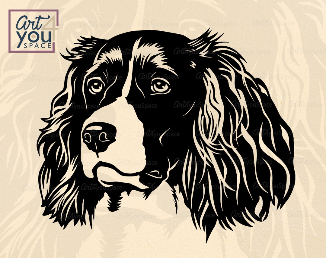 English Springer Spaniel Svg, Dog Svg Files for Cricut, Face Head ...