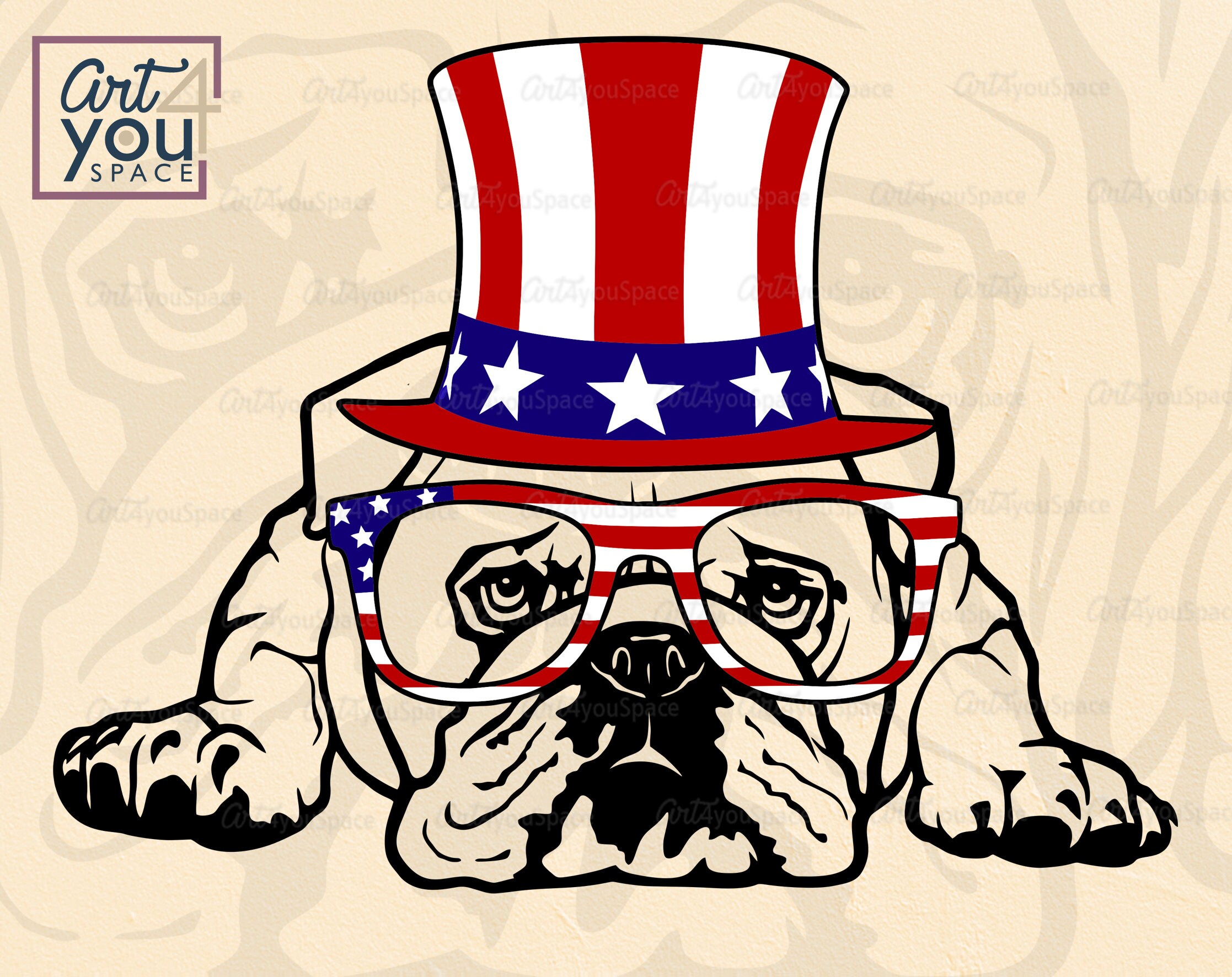 American bulldog svg dog svg files for cricut uncle Sam hat | Etsy