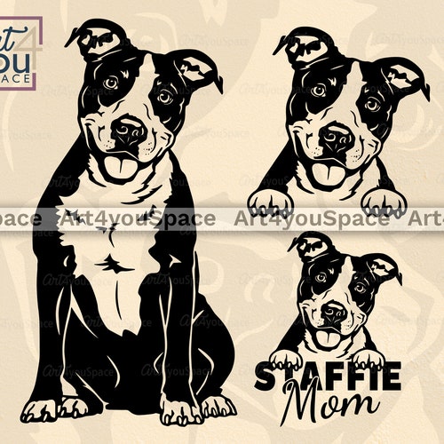 American Staffordshire Terrier Svg Dog Svg Files for Cricut - Etsy