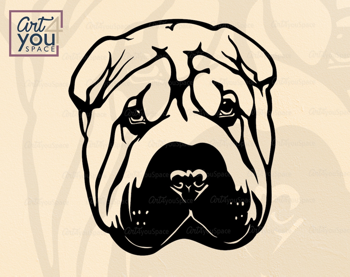 Shar pei svg dog svg files for Cricut face head clipart | Etsy