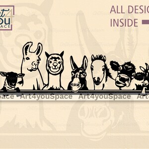 Farm Animals Clipart, Svg Files for Cricut, Sheep Donkey Chicken Cow ...