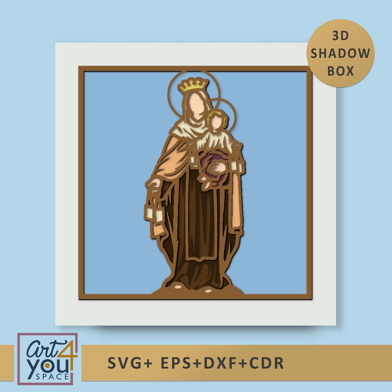 Virgen Del Carmen 3D Shadow Box SVG: Layered Catholic Wall Art Cut File ...