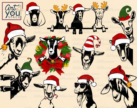 Christmas Goat Svg Bundle Svg Files for Cricut Xmas Clipart | Etsy