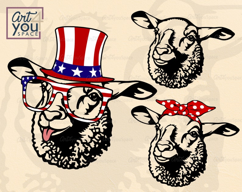 Sheep Svg Farm Animal Uncle Sam Hat USA Flag Glasses Cricut - Etsy