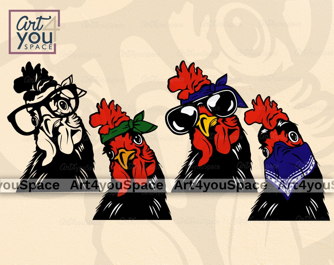 Rooster With Bandana Svg Files for Cricut Clipart Farm - Etsy