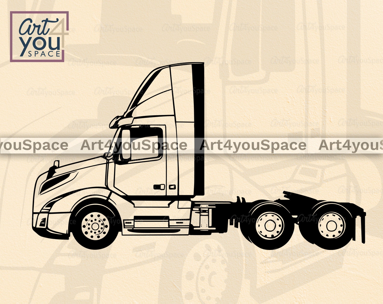Volvo Day Cab Truck SVG Files Cricut Tractor Semi Trailer - Etsy