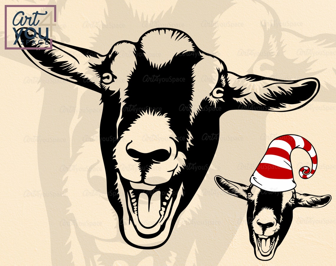 Goat head svg cricut clipart farm animal funny face download | Etsy