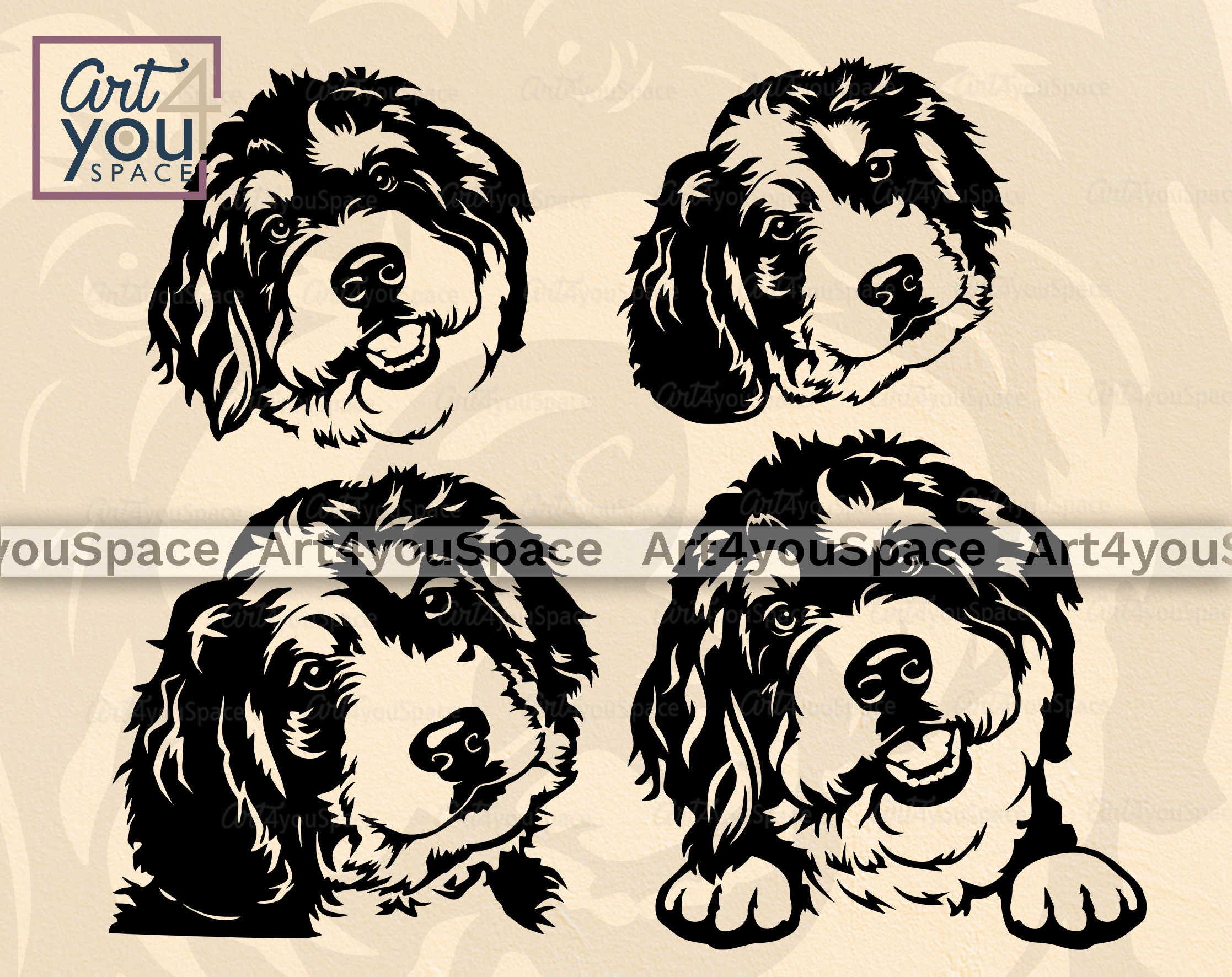 Bernedoodle Dog Svg Files for Cricut Cute Face Clipart Head - Etsy