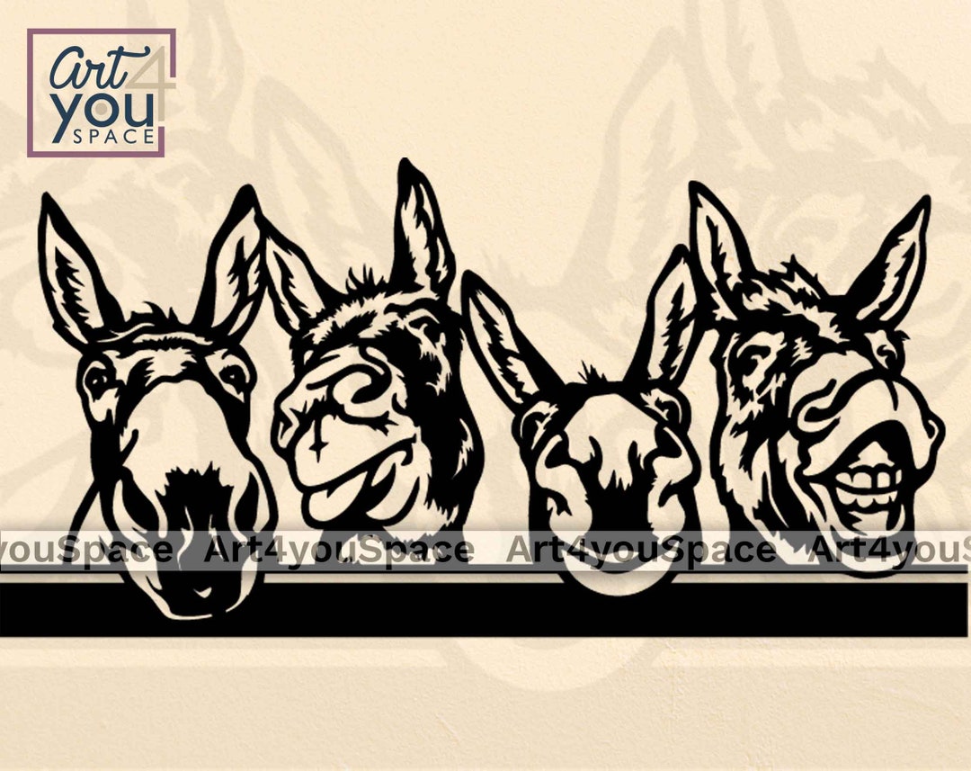 Donkey Svg, Dxf Files for CNC, Farm Laser Cutting Vector, Plasma Files ...