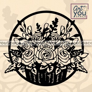 Roses Svg, Dxf Files for Plasma Cnc, Basket With Flowers Laser Cut ...