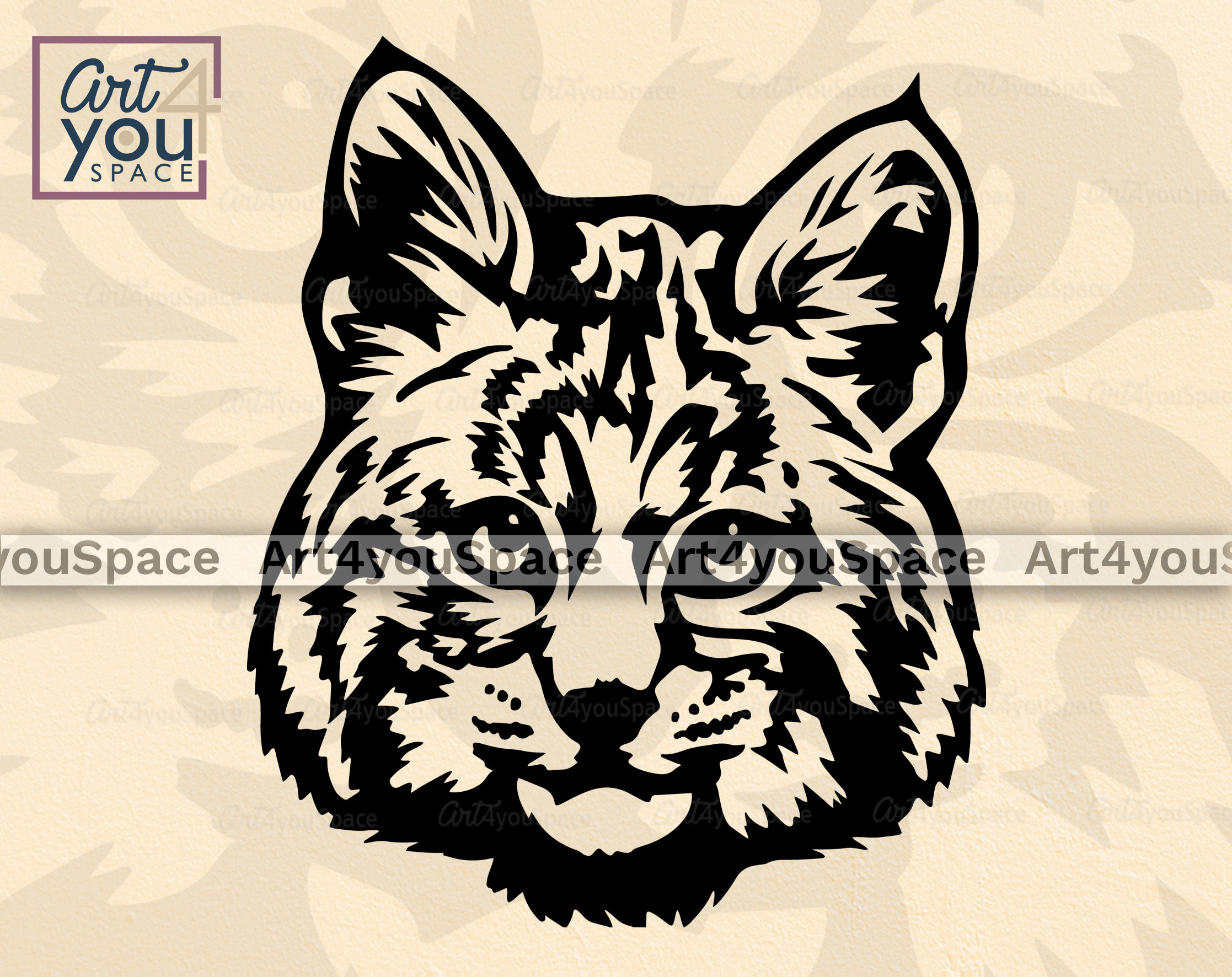 Bobcat Head Clipart Black And White