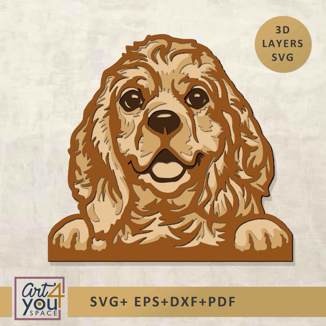 American Cocker Spaniel, Multilayer Dog SVG, Plywood Cardstock Paper ...
