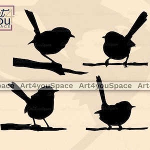 Blue Wren Svg Files for Cricut, Australian Bird on Branch Vector for ...