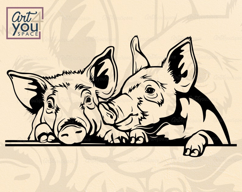 Pigs Svg Files for Cricut Christmas Farm Animals Clipart - Etsy