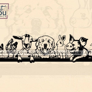 Farm Animals Clipart, SVG Files, Chicken Goat Rabbit Pig Great Pyrenees ...