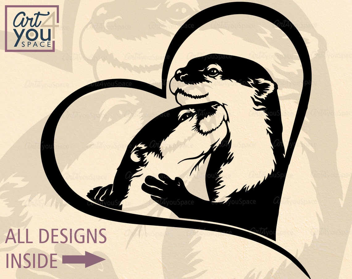 Cute otter love svg animal dxf Cricut couple Clipart laser | Etsy