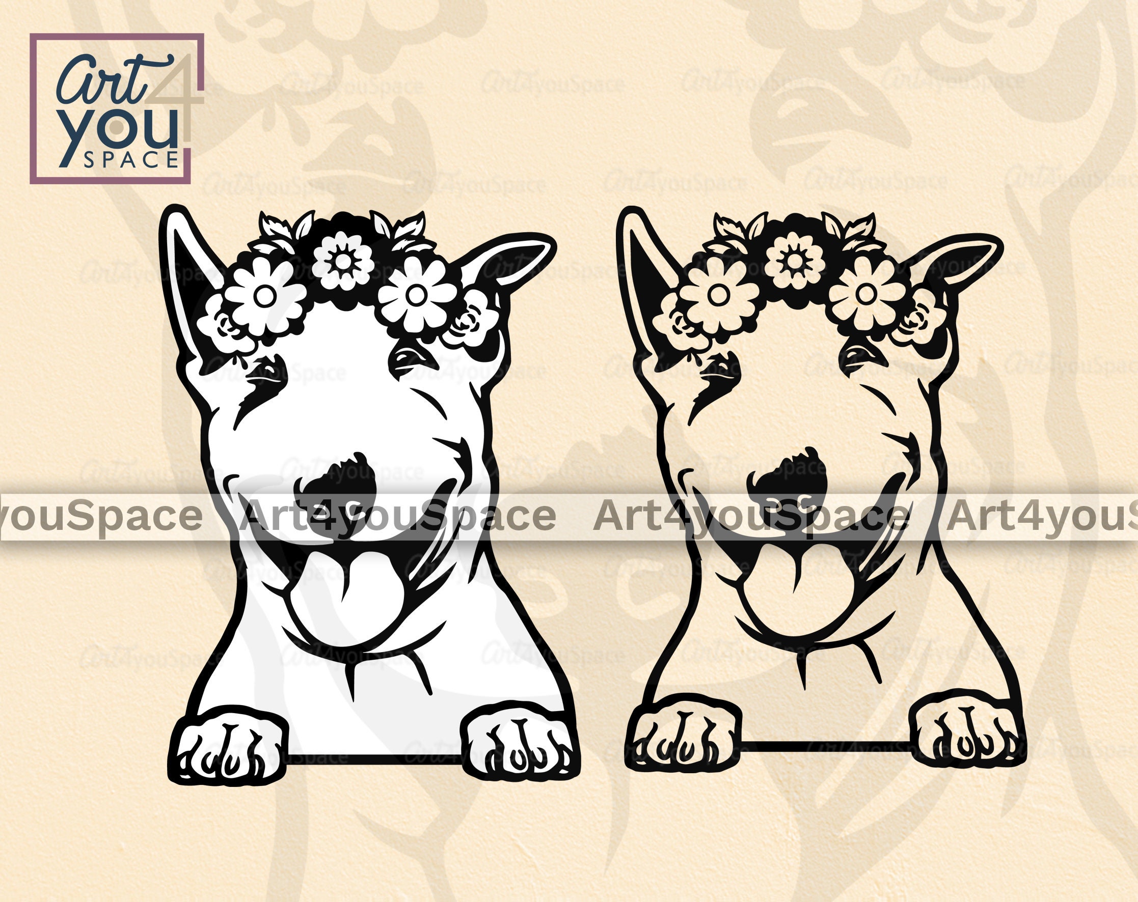 Bull Terrier Svg Dog Svg Files for Cricut Floral Clipart - Etsy Australia