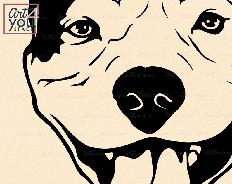 Pit bull svg dog svg cricut funny face head clipart png | Etsy