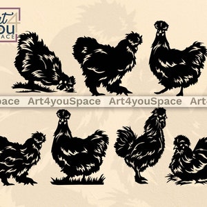 Silkie Chicken, Rooster Vector, CNC Plasma Dxf Files, Chicken Laser Cut ...
