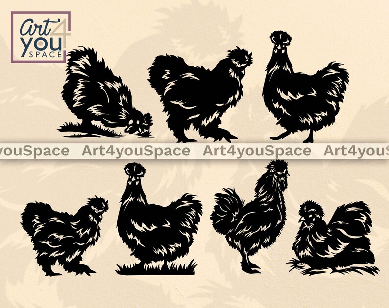 Silkie Chicken, Rooster Vector, CNC Plasma Dxf Files, Chicken Laser Cut ...