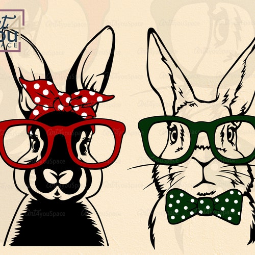 Rabbit SVG Bunny Glasses Bandana Svg Files for Cricut - Etsy Canada