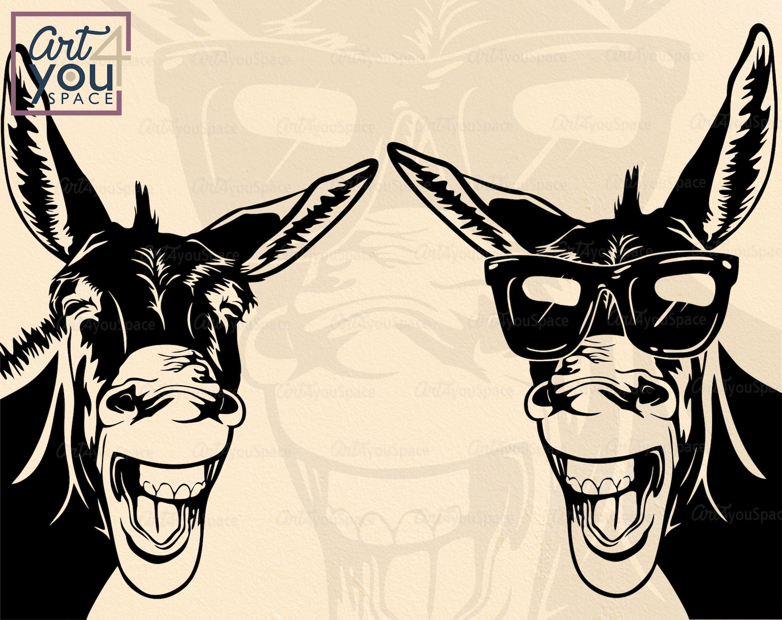 Donkey Svg, Cricut, Funny Animal Glasses, Farm, Head Peeking, Clipart ...
