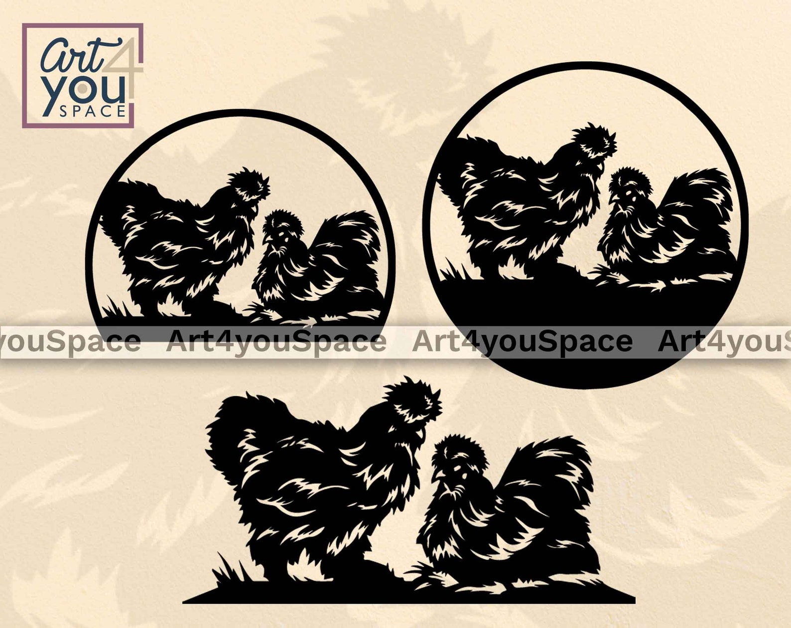 Silkie Chicken, Rooster Vector, CNC Plasma Dxf Files, Chicken Laser Cut ...
