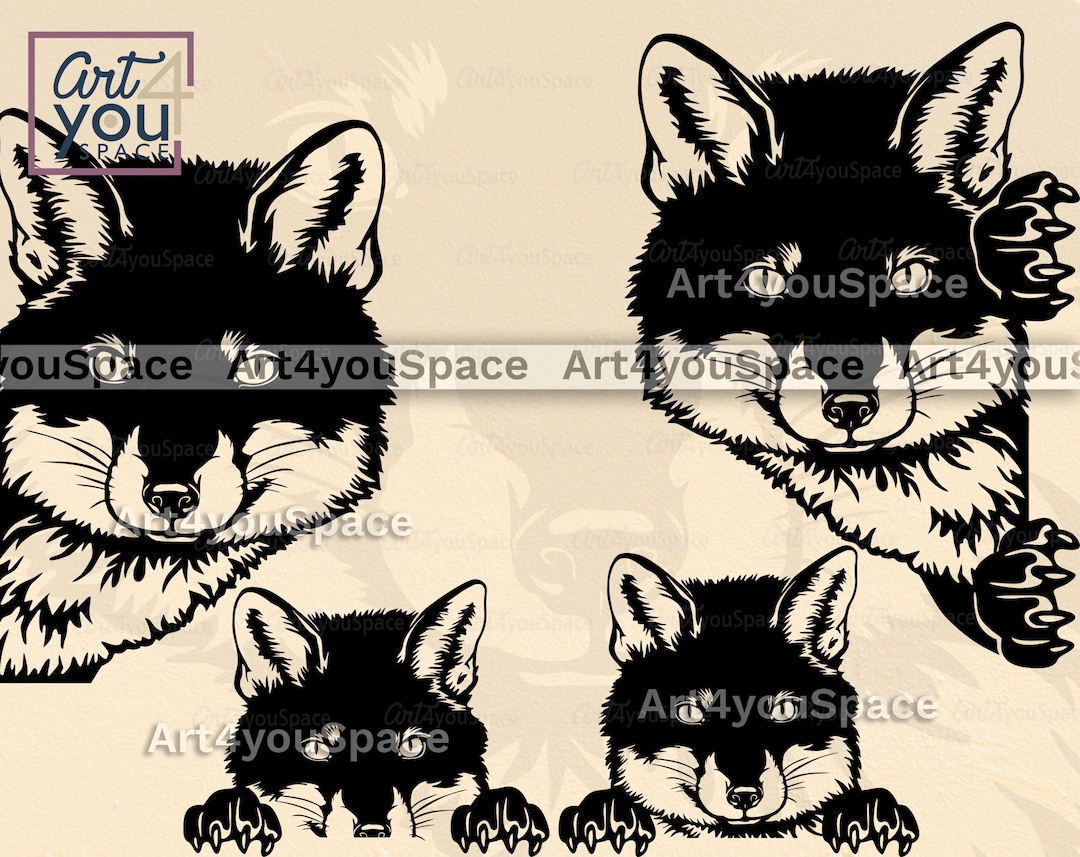 Fox SVG Files Cricut, Funny Peeking Fox Clipart, Wild Woodland Animal ...