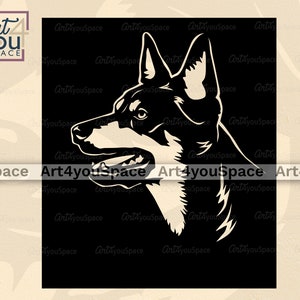 Australian Kelpie Dog Svg Files for Cricut, Face Clipart, Vector ...
