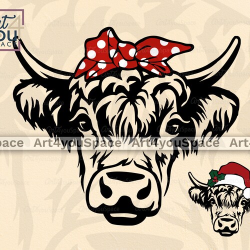 Highland Cow Svg Cow With Bandana SVG Highland Heifer Svg - Etsy