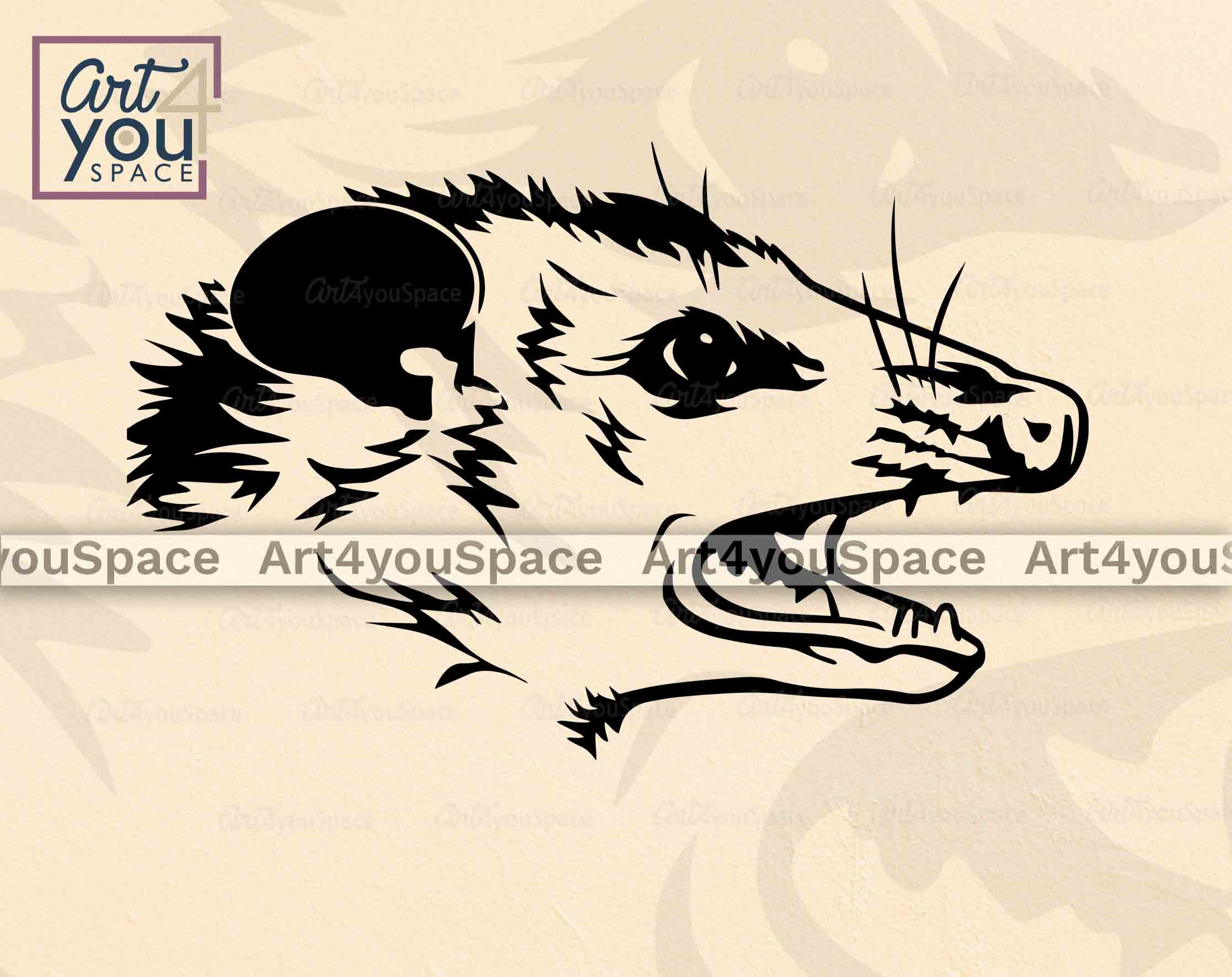 Opossum Svg, Possum Screaming Clipart, Woodland Animal, Wild Nature ...