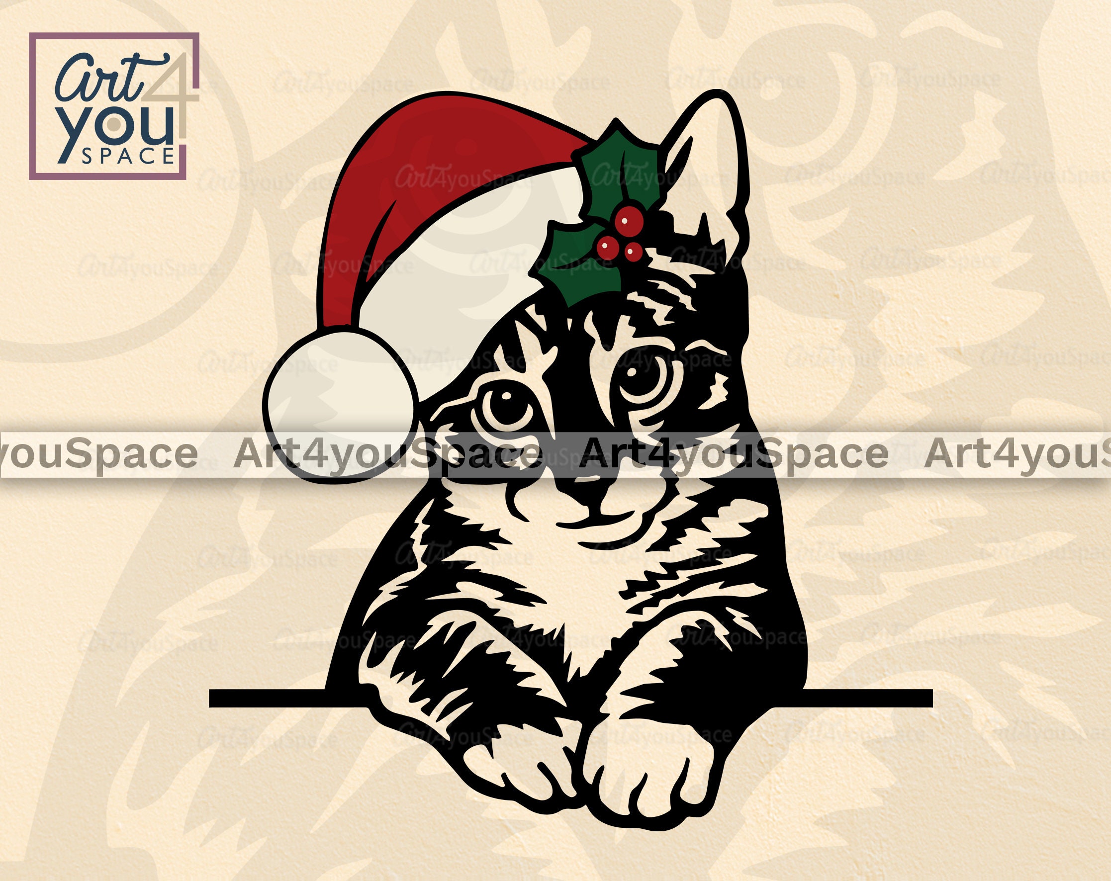 Christmas Cat Clipart Cricut SVG Bundle Cute Cat Santa Hat - Etsy Australia