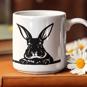 Rabbit Svg Files for Cricut, Cute Bunny Clipart, Peeking Animal Vector ...