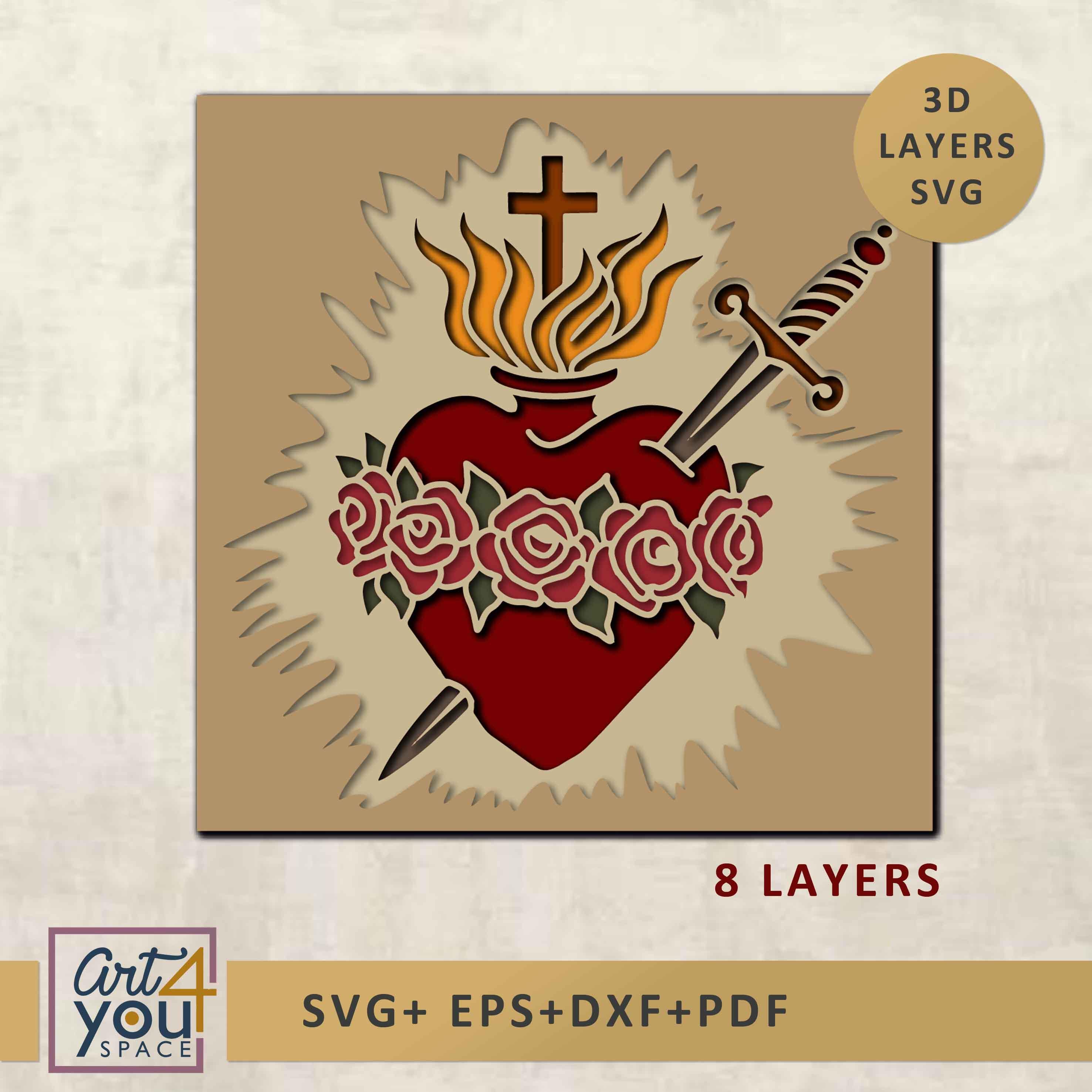 Immaculate Heart of Mary / Multilayer SVG / Catholic Laser Cut Projects ...