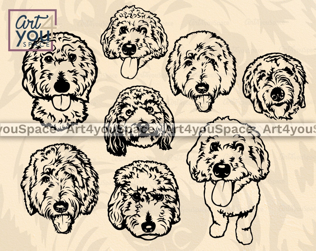 Golden Doodle Svg, Dog Svg Cricut, Face Clipart Head Body Vector Image ...