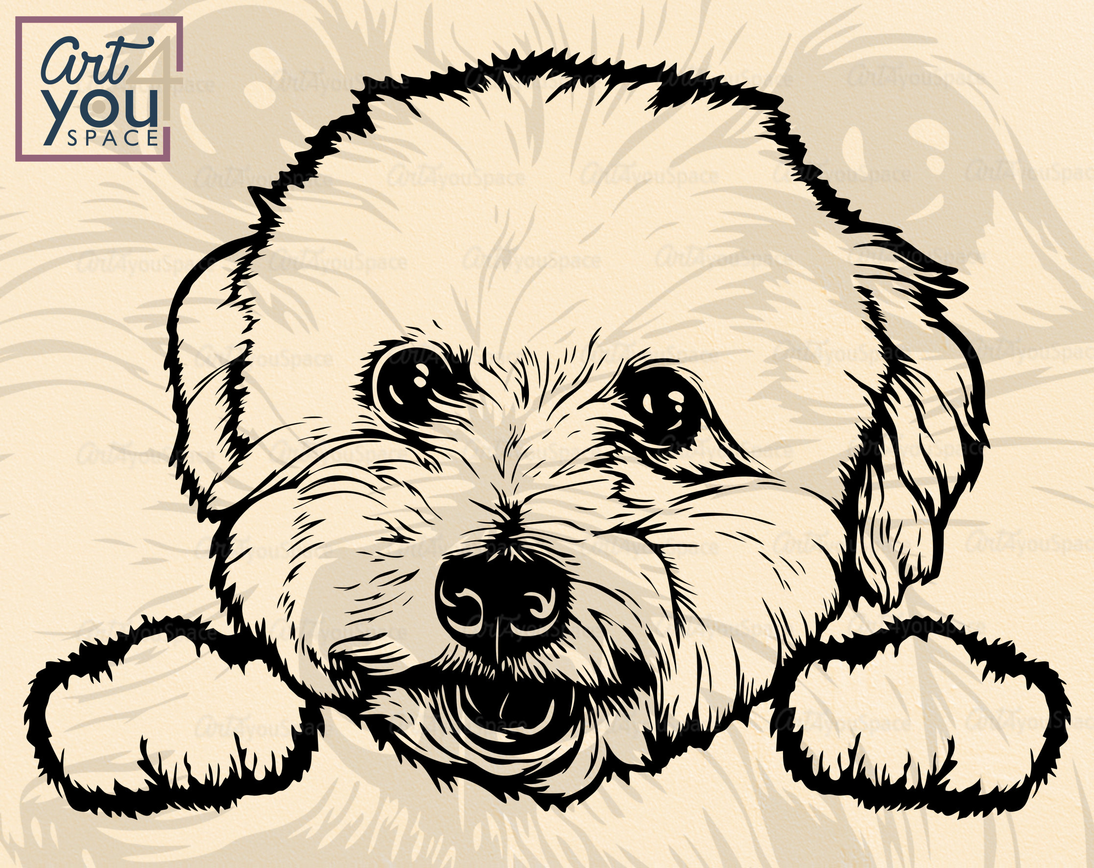 Bichon Frise Vector Dog Svg Cricut Peek a Boo Head Paw - Etsy Australia