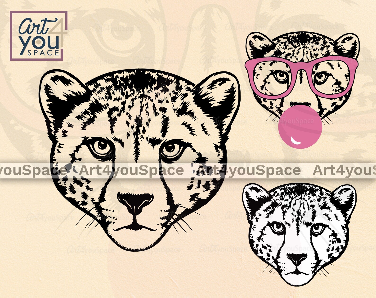 Cheetah SVG Files Cricut Wild Animal Face Zoo Clipart | Etsy