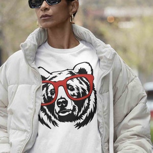 Grizzly Bear SVG Files Cricut, Bear Head Bandana Glasses Clipart, Cute ...