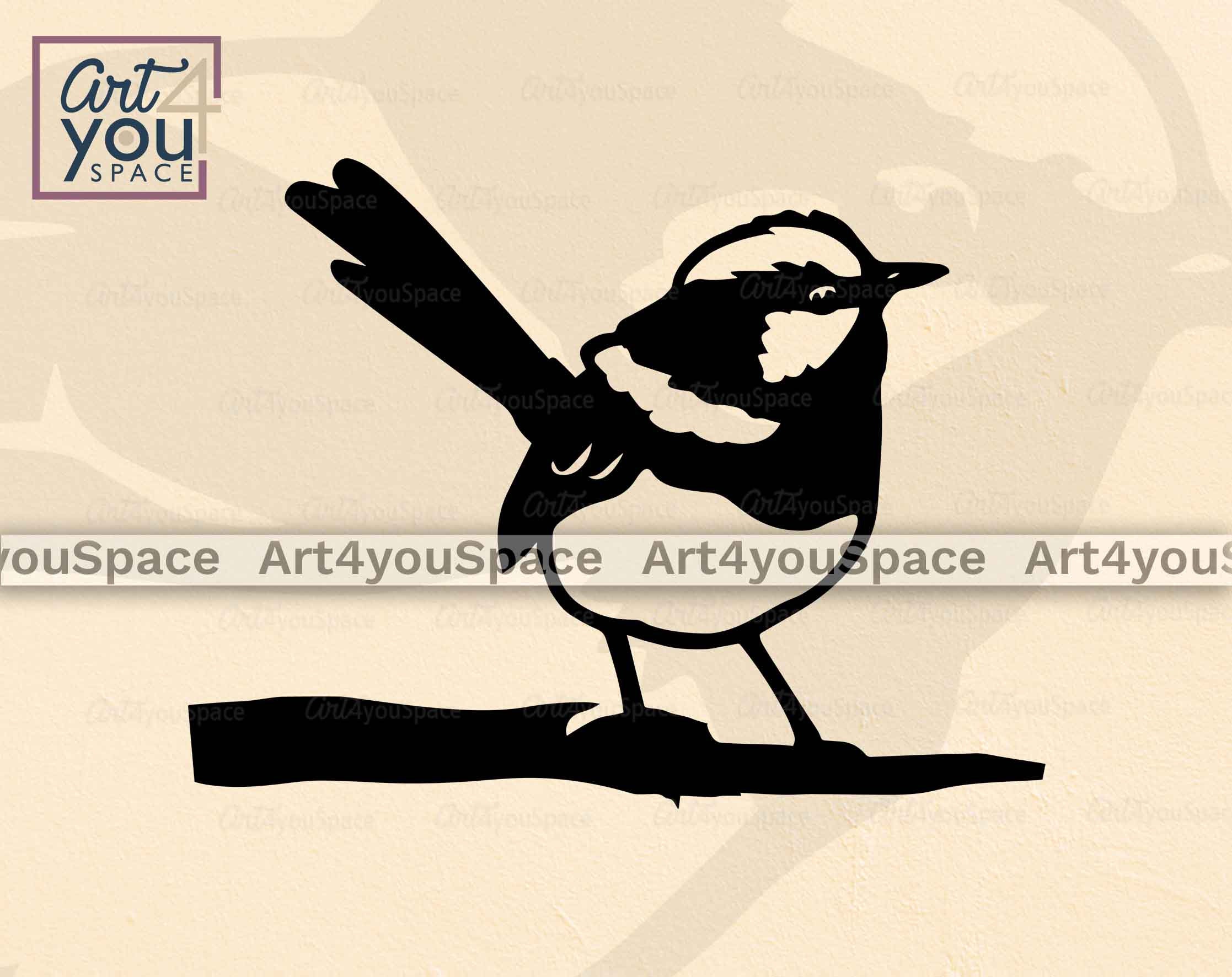 Blue Wren Svg Files for Cricut, Australian Bird on Branch Vector for ...